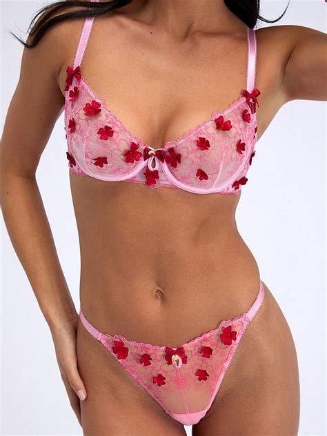 Boux Avenue Vivienne Embroidered Balconette Bra Pink Very