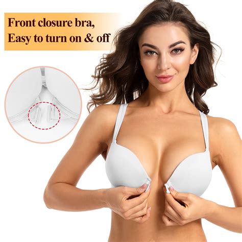 Yandw Front Closure Push Up Bra Strappy Thick Padded Cross Back Add 2