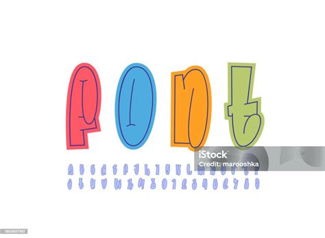 낙서 긴 글꼴 거리 스타일의 만화 알파벳 좁은 소문자와 숫자 벡터 일러스트 레이 션 10eps 공기 주입에 대한 스톡 벡터 아트 및 기타 이미지 Istock