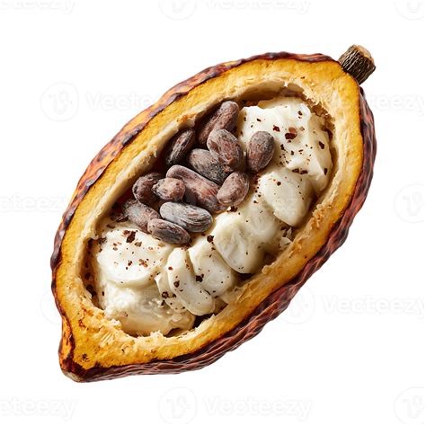 Open Cacao Pod Revealing Cocoa Beans And Creamy Cocoa Butter A