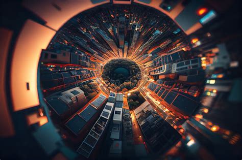 Nighttime Cityscape Reflects Futuristic Illuminated Technology Indoors Generative Ai Stock