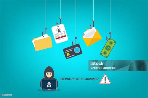 Beware Of Scammer Hacker With Laptop Computer Stealing Confidential Data Personal Information