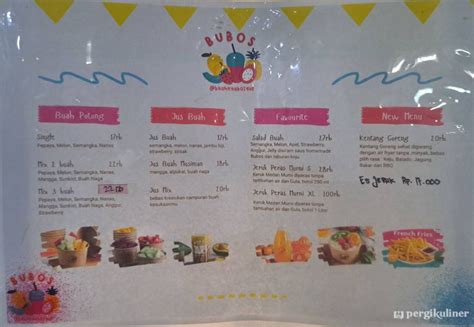 Selalu Diperbarui Menu Bubos Senopati