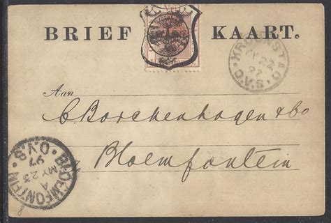 Orange Free State Ofs 1897 My 22 12d Fifth Ptg Stamp Brief Kaart