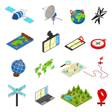 Premium Vector Navigation Methods Tools Signs 3d Icons Set Isometric