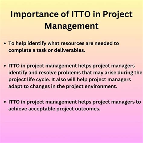 Why Crucial Itto In Project Management Inputs Tools And Techniques