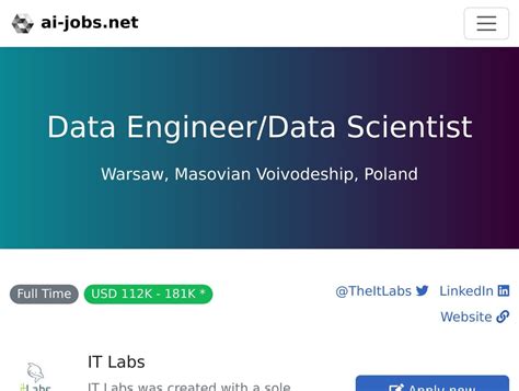 Hiring Data Engineerdata Scientist In Warsaw Masovian Voivodeship Poland Raimljobs