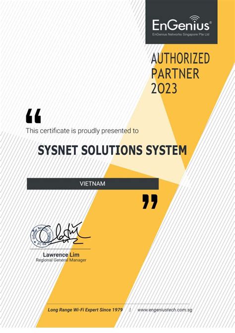 SysNet là Partner chính thức của EnGenius tại Việt Nam SysNet Solutions System Nhà cung cấp