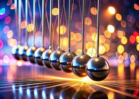 Newtons Cradle A Visual Demonstration Of Physics Principles With Stunning Bokeh Stock