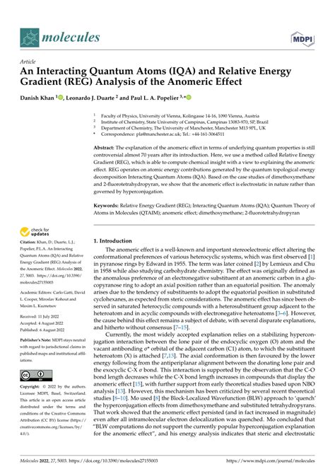 Pdf An Interacting Quantum Atoms Iqa And Relative Energy Gradient