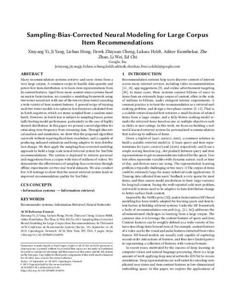 pdf sampling bias corrected neural modeling for large corpus item