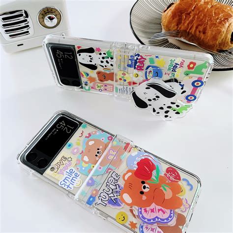 갤럭시 힙한 하이틴 곰돌이 지플립4 하트 삼성 데코 케이스