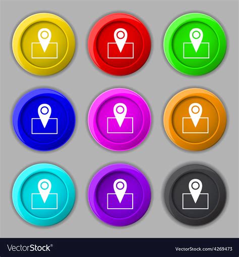 Map Pointer Icon Sign Symbol On Nine Round Vector Image