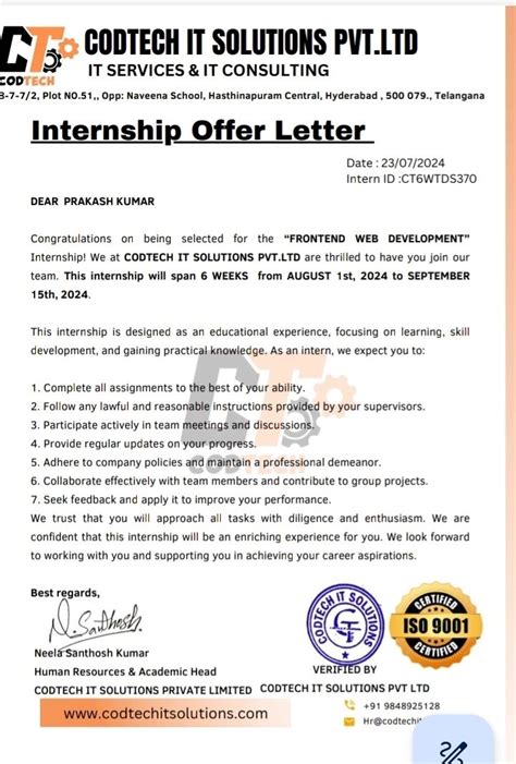 Prakash Kumar On Linkedin Excited To Join Codtech It Solutions Pvtltd For A Six Weeks