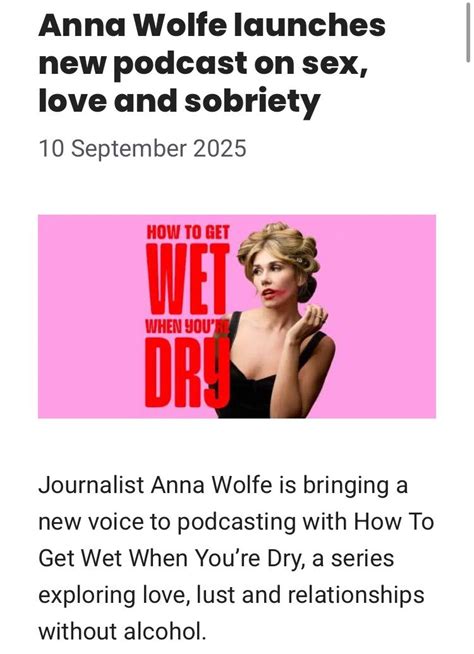 Congratulations Anna Wolfe On Launching How To Get Wet When Youre Dry