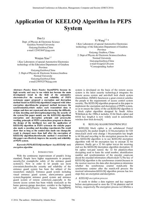 application of keeloq algorithm in peps system docslib