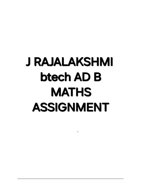 Maths Assignment Pdf