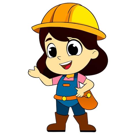 Premium Vector Girl Builder Uniform Constructor Hand Drawn Flat