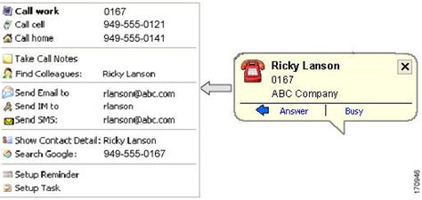 Cisco Unified CallConnector For Microsoft Office Windows Version And Earlier Quick Reference