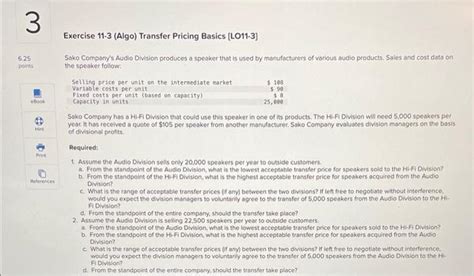 solved exercise 11 3 algo transfer pricing basics [lo11 3]