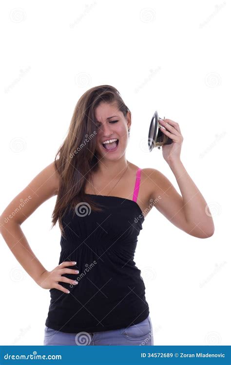 Girl With Speaker Stock Image Image Of Seductive Quality