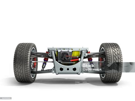 전기 자동차 Cystem 축 거 차량 전기 드라이브 시스템 및 배터리 팩에서 3d 렌더링 화이트와 차에 대한 스톡 사진 및 기타 이미지 Istock