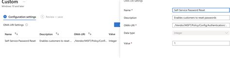 Self Service Password Reset Intune