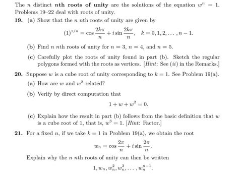 Solved The N Distinct Nth Roots Of Unity Are The Solutions