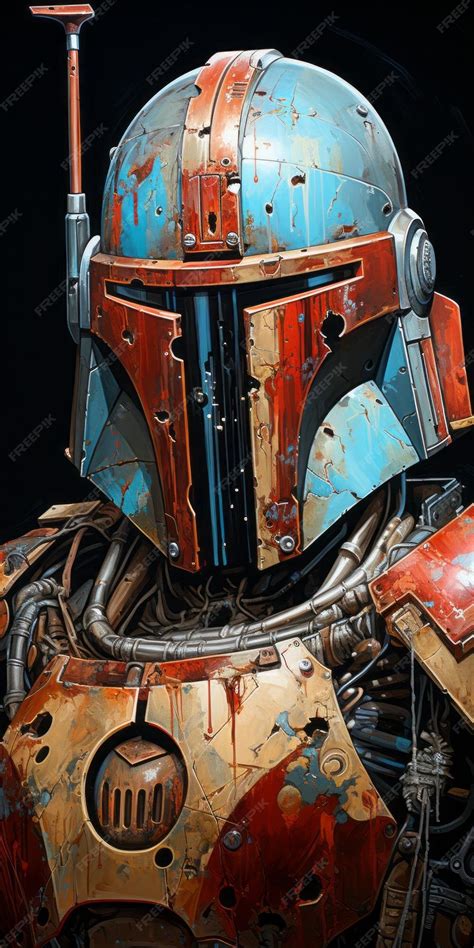 Premium Ai Image A Robot Mandalorian With Many Eyes On An Industrial