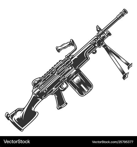 Automatic Rifle Concept Monochrome Royalty Free Vector