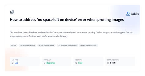 Docker 이미지 정리 시 장치에 공간이 부족합니다 오류 해결 Labex