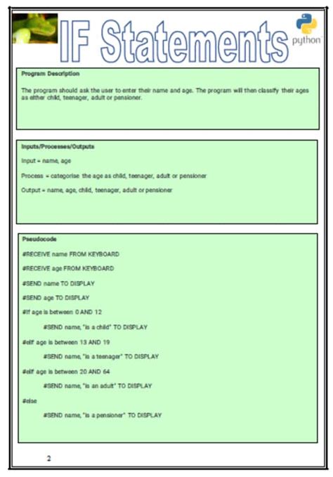 python programming if statements project digital literacy problem solving coding