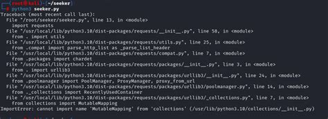 this error is coming up after entering seeker py · issue 412