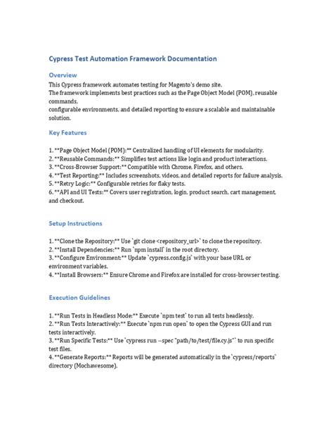 Cypress Framework Documentation Idelsoft Pdf