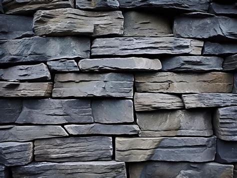 Premium Ai Image Dark Stone Dry Stack Wall
