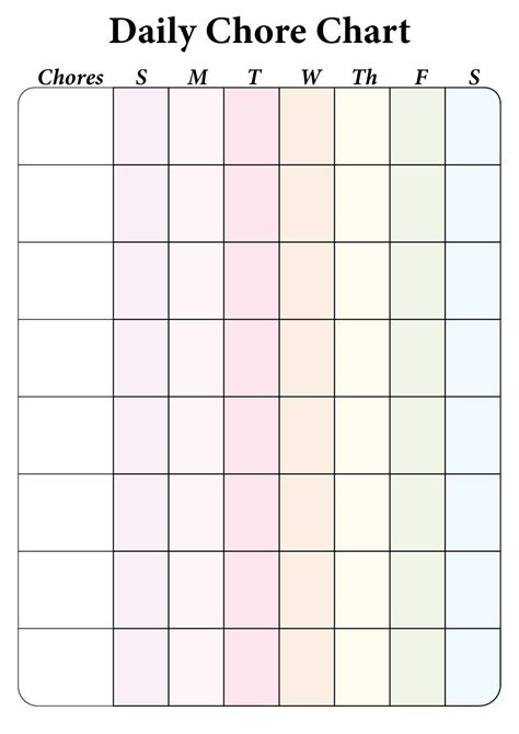 Blank Chore Chart Printable Prntbl Concejomunicipaldechinu Gov Co