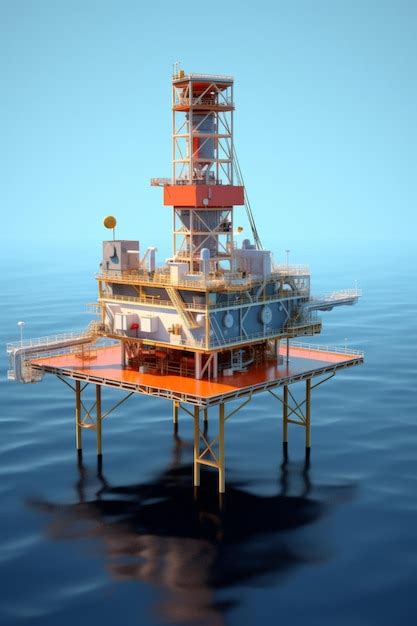 Oil Rig On Water Generative Ai Premium Ai Generated Image