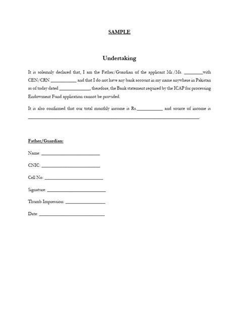 Sample Undertaking Pdf