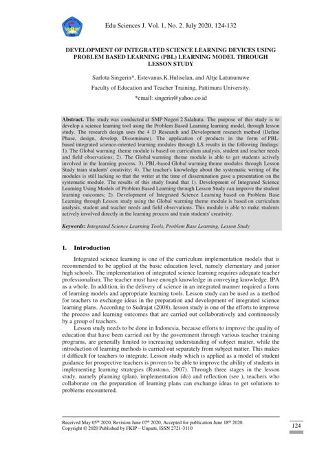 pdf development of integrated science learning devices using problem