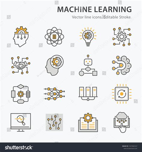 Machine Learning Icons Such Algorithm Artificial Stock Vector Royalty Free