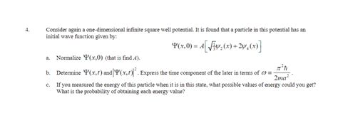Solved Consider Again A One Dimensional Infinite Square Well