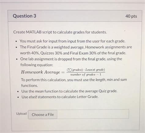 Solved Question 3 40 Pts Create Matlab Script To Calculate