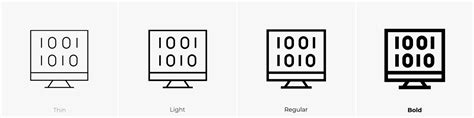 Binary Code Icon Thin Light Regular And Bold Vector Image