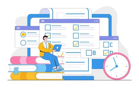 Premium Vector Flat Online Testing With People Characters Concept