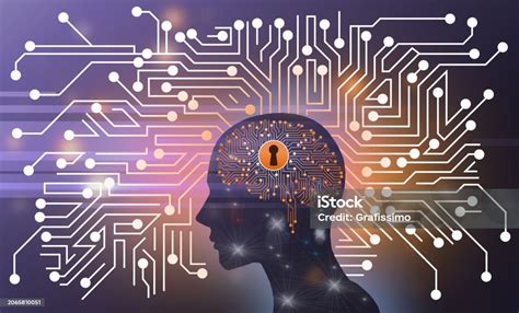 회로 기판이 있는 인간 뇌의 열쇠 구멍 뇌 해부학은 흰색에 분리되어 있습니다 Cgtp에 대한 스톡 벡터 아트 및 기타 이미지 Cgtp Saas 개념 Istock