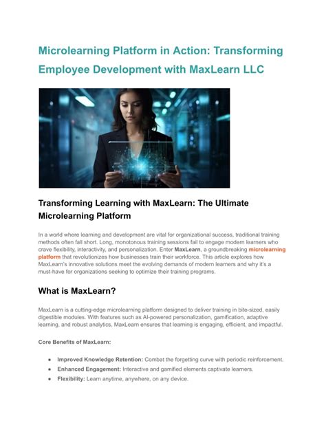 Ppt Microlearning Platform In Action Transforming Employee Development With Maxlearn Llc