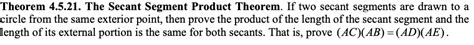 Solved Theorem 4521 The Secant Segment Product Theorem
