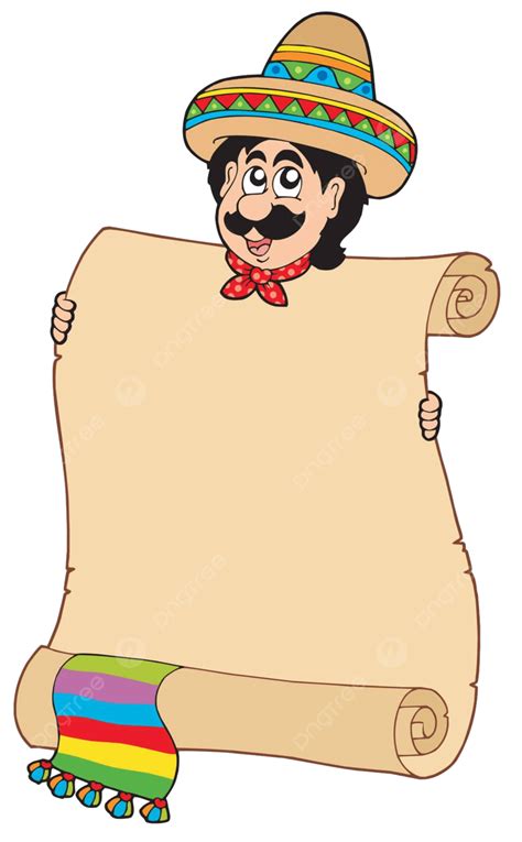 Mexican Man With Scroll Isolated Holding Scroll Vector Isolated
