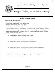 Relational Algebra SQL Queries For Database Systems Course Hero