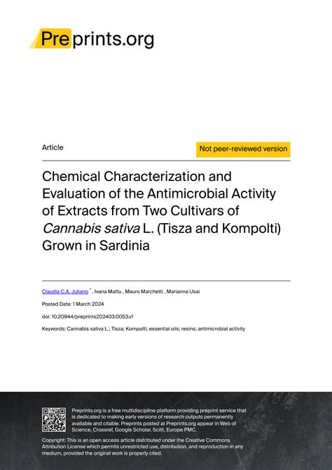 Pdf Chemical Characterization And Evaluation Of The Antimicrobial Activity Of Extracts From
